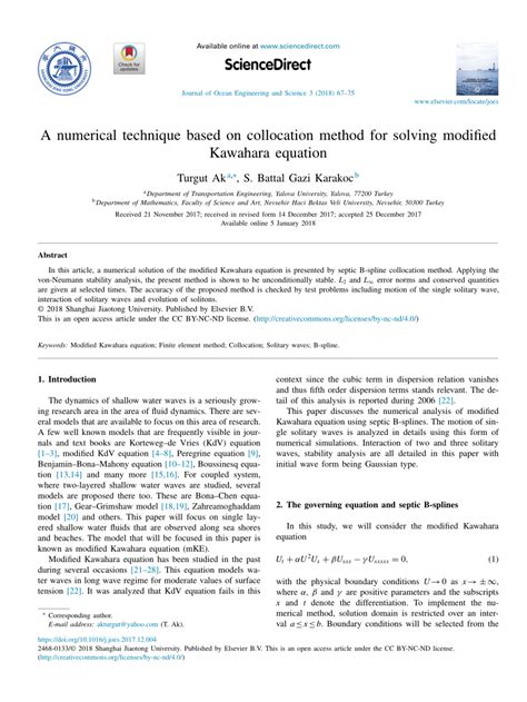 Pdf A Numerical Technique Based On Collocation Method For Solving Modified Kawahara Equation