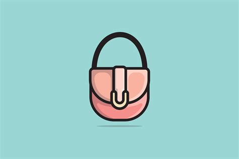 Round Shape Girls Purse With Black Handle Vector Illustration Beauty