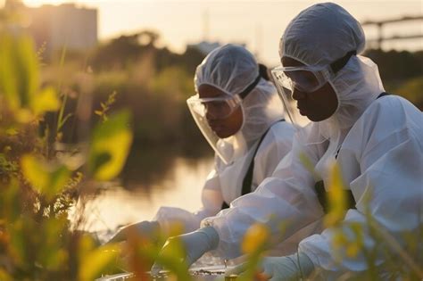 Premium Photo Two Black Women Ecologists Sampling Water Near Populated Area