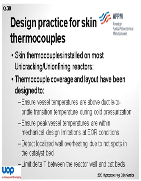 Question What Are Your Design Practices For Reactor Skin Thermocouple Requirements In A