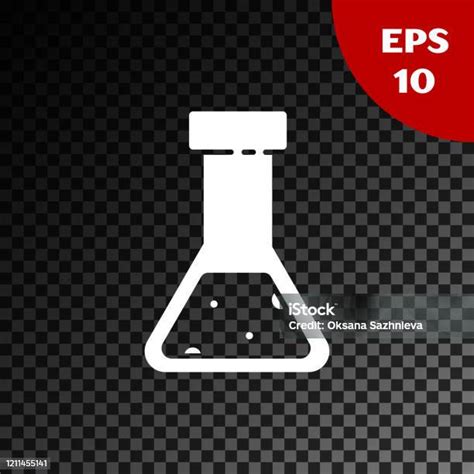 투명 한 어두운 배경에 격리 된 흰색 테스트 튜브 및 플라스크 화학 실험실 테스트 아이콘 실험실 유리 표지판 벡터 일러스트레이션 개발에 대한 스톡 벡터 아트 및 기타 이미지