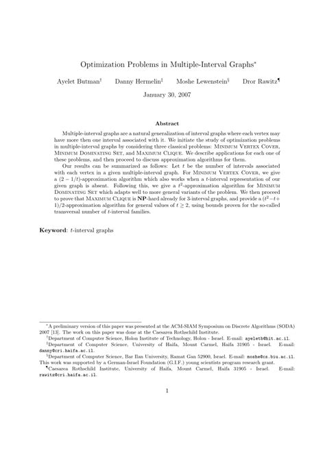 Pdf Optimization Problems In Multiple Interval Graphs