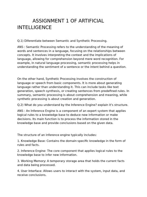 Assignment 1 Of Artificial Intelligence Pdf Semantics Inference