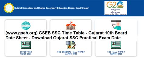 Gseb Ssc Time Table 2024 Gujarat 10th Board