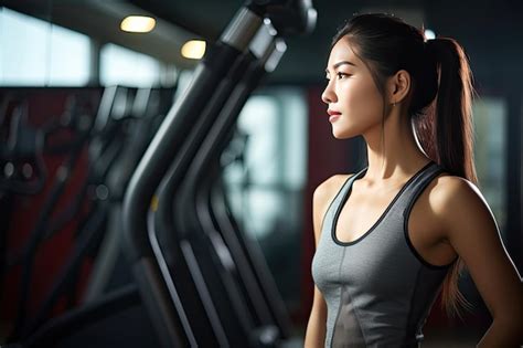 Premium Ai Image Young Asian Athletic Woman In Gym Beautiful Young