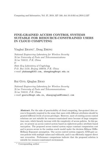 pdf fine grained access control systems suitable for …€¦ · in cloud