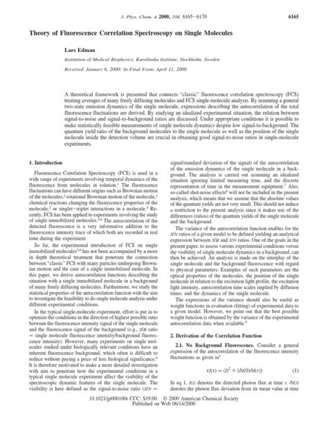 Theory Of Fluorescence Correlation Spectroscopy On Single Molecules