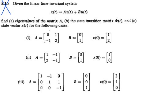 Solved Given The Linear Time Invariant System I T Chegg