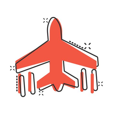 Plane Icon In Comic Style Airplane Cartoon Vector Illustration On