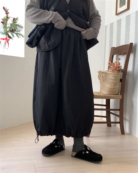 리드인투 위어 패딩 밴딩 스트링 롱스커트 3color 55 88