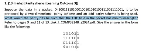 Solved 13 ﻿marks Parity Checks Learning Outcome