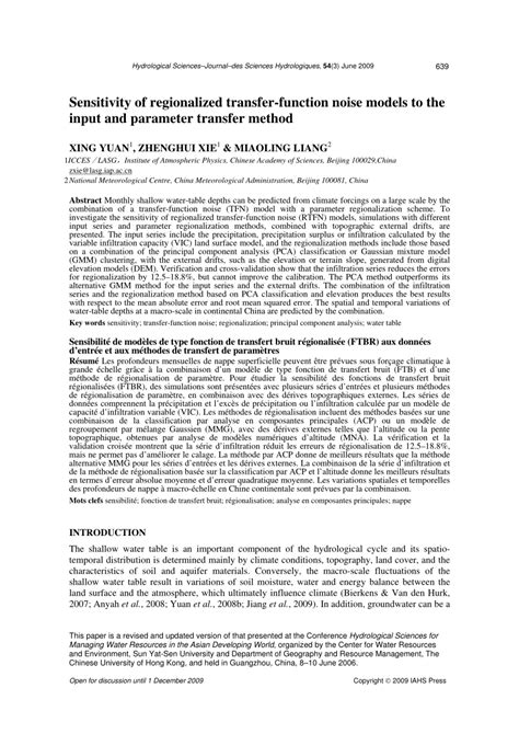 Pdf Sensitivity Of Regionalized Transfer Function Noise Models To The Input And Parameter