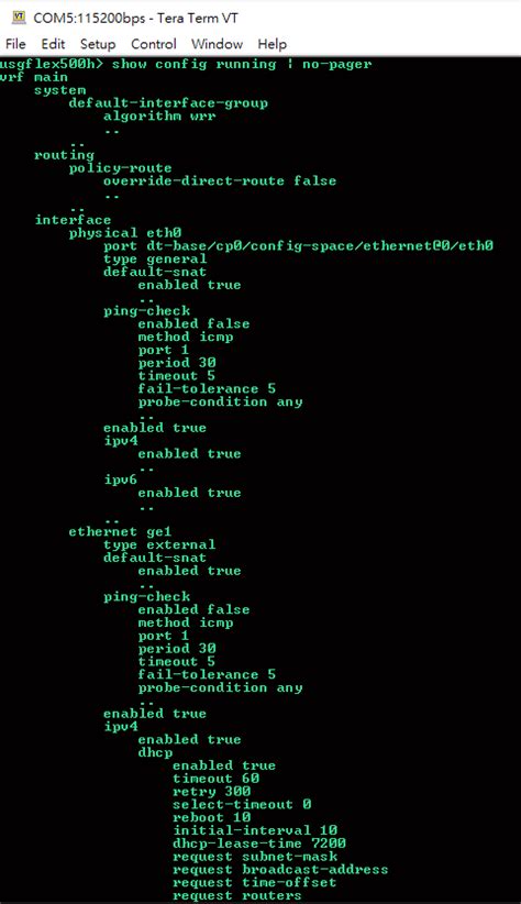 How Do I Display The All Running Configuration Via Cli On The Usg Flex