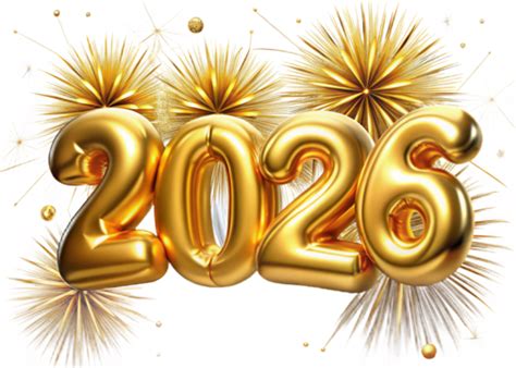 Shiny Gold 2026 Number With Golden Fireworks And Festive Sparkles On