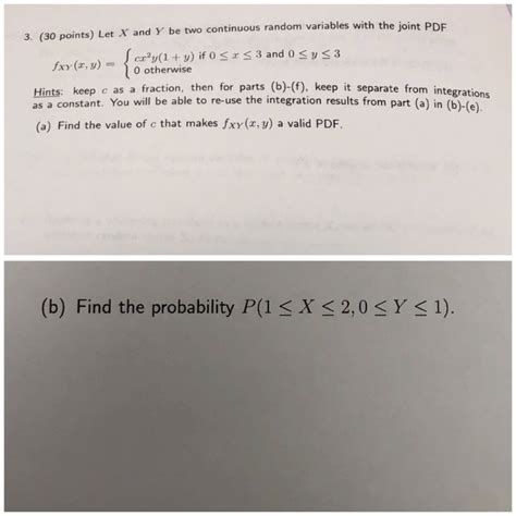 Solved X And Y Be Two Continous Random Variables Eith Joint