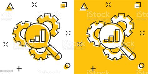 만화 스타일의 기어 아이콘루페 흰색 고립 된 배경에 유리 만화 벡터 그림을 돋보이게 서탐험 스플래시 효과 비즈니스 컨셉 검색에 대한 스톡 벡터 아트 및 기타 이미지 Istock