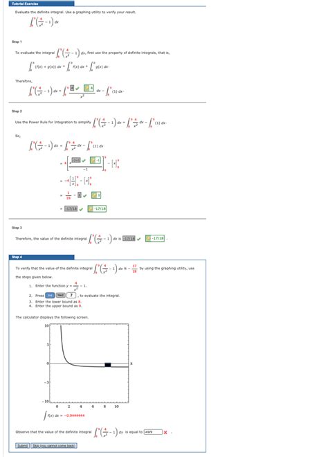 Solved Tutorial Exercise Evaluate The Definite Integral Use Chegg