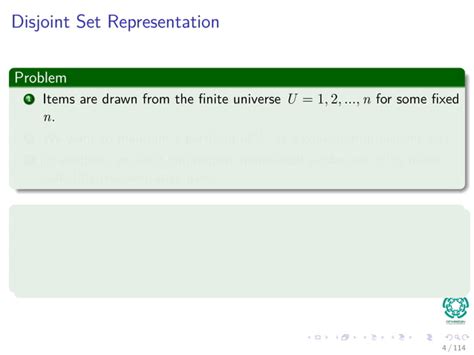 Disjoint Set Representation PPT