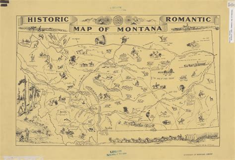 Historic And Romantic Map Of Montana Montana History Portal