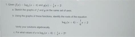 solved given f x log2 x 4 ﻿and g x 16x 2 a ﻿sketch the