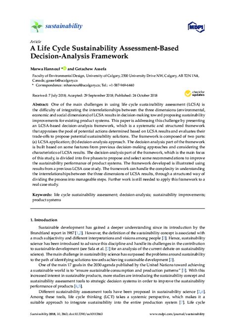 Pdf A Life Cycle Sustainability Assessment Based Decision Analysis