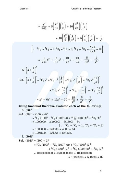 NCERT Solutions For Class 11 Maths Chapter 8 Binomial Theorem MathonGo