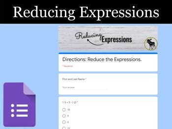 Reducing Expressions Google Form Distance Learning By Moose Math Mania