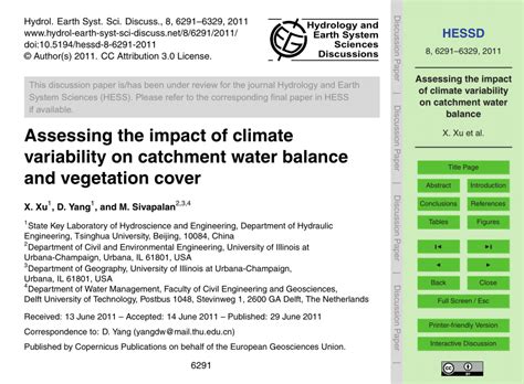Pdf Assessing The Impact Of Climate Variability On Catchment Water