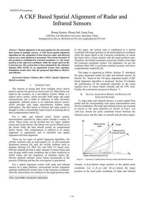 Pdf A Ckf Based Spatial Alignment Of Radar And Infrared Sensors