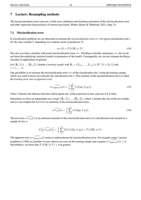 Tree Based Methods And Resampling Lecture Notes 7 Lecture Resampling