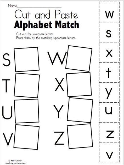 alphabet match s to z free worksheets made by teachers school