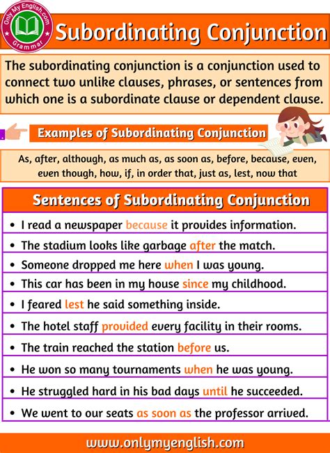 Subordinating Conjunctions Examples And Sentences