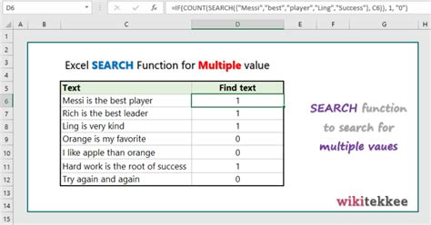 Excel SEARCH Function Multiple Values Examples Wikitekkee