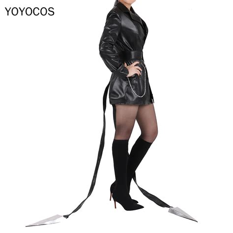 Kda Evelynn Cosplay Costume Sexy Leather Trench Lol Baddest Game