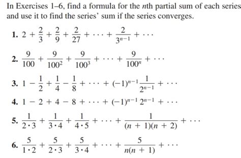 answered in exercises 1 6 find a formula for the nth partial sum of