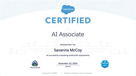 Salesforce Aiassociate Salesforcecertification Artificialintelligence… Savanna Mccoy