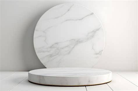 최소 제품 디스플레이 프리젠테이션 화장품 브랜딩을 위한 3d Stone 연단 빈 무대 플랫폼 아이덴티티 및 포장 디자인 Ai 생성 프리미엄 사진