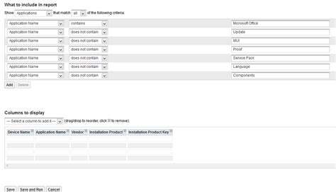 report for microsoft office showing device software name version