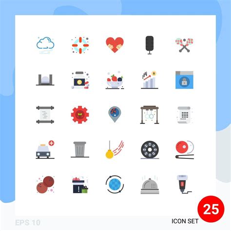 Mobile Interface Flat Color Set Of 25 Pictograms Of Cross Sticks