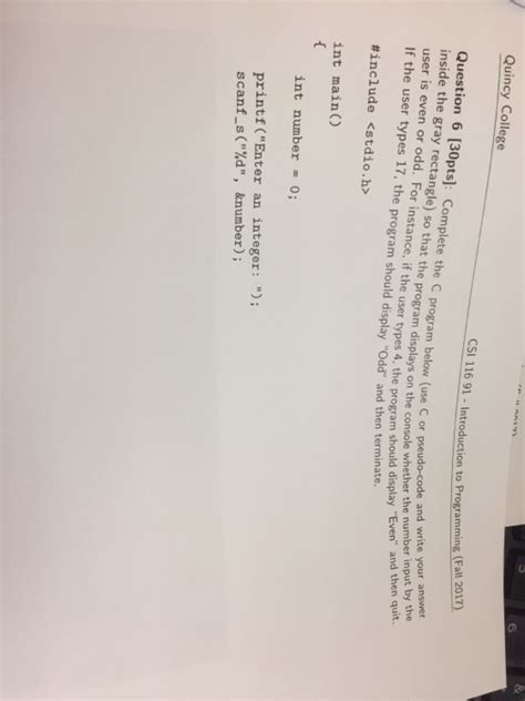 Solved Quincy College 6 Question 6 30pts Complete Csi 116