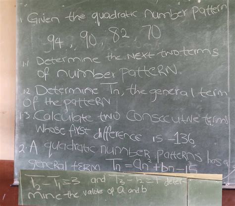 Given The Quadratic Number Pattern 94908270 Studyx