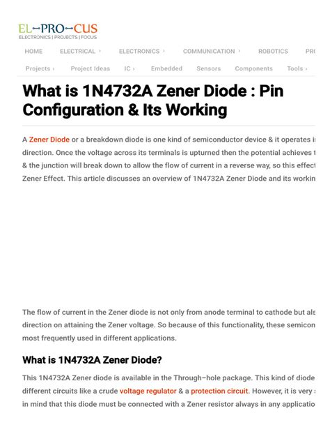 1n4732a Zener Diode Pin Configuration Specifications And Its