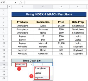 Updating Cell Values Based On Selection In Drop Down List In Google Spreadsheet