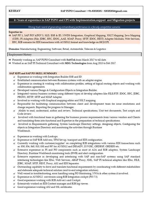 Keshav 4years Of Experience In Sap Pipo With B2b Pdf Electronic