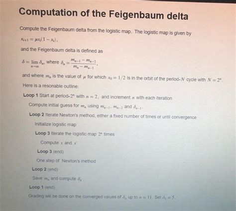 Solved Computation Of The Feigenbaum Delta My Solu Compute
