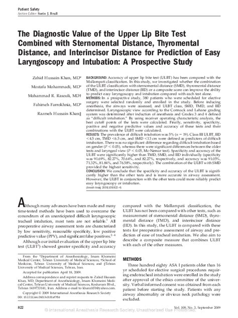 Pdf The Diagnostic Value Of The Upper Lip Bite Test Combined With