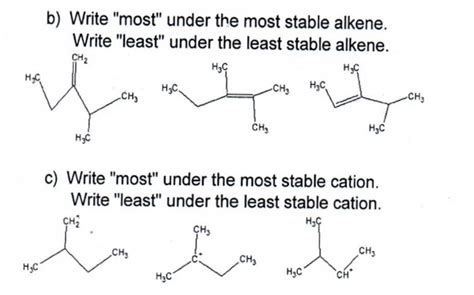 Solved B ﻿write Most Under The Most Stable Alkene Write