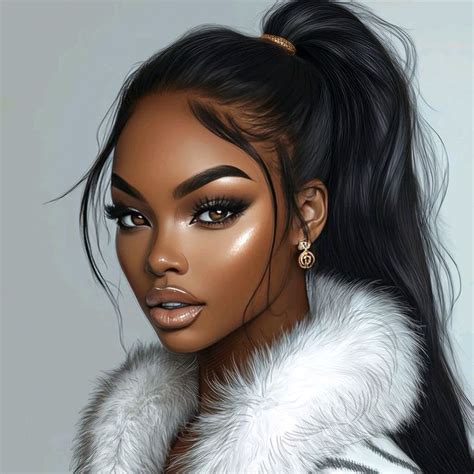Artistic Drawing Of A Face Afra Hair Black Women Character Design