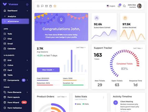 Vuesax Admin Dashboard Template — Design Freebies On Ui8 Dashboard