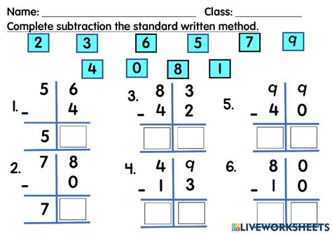 Subtraction Online Exercise For Year 1 Live Worksheets